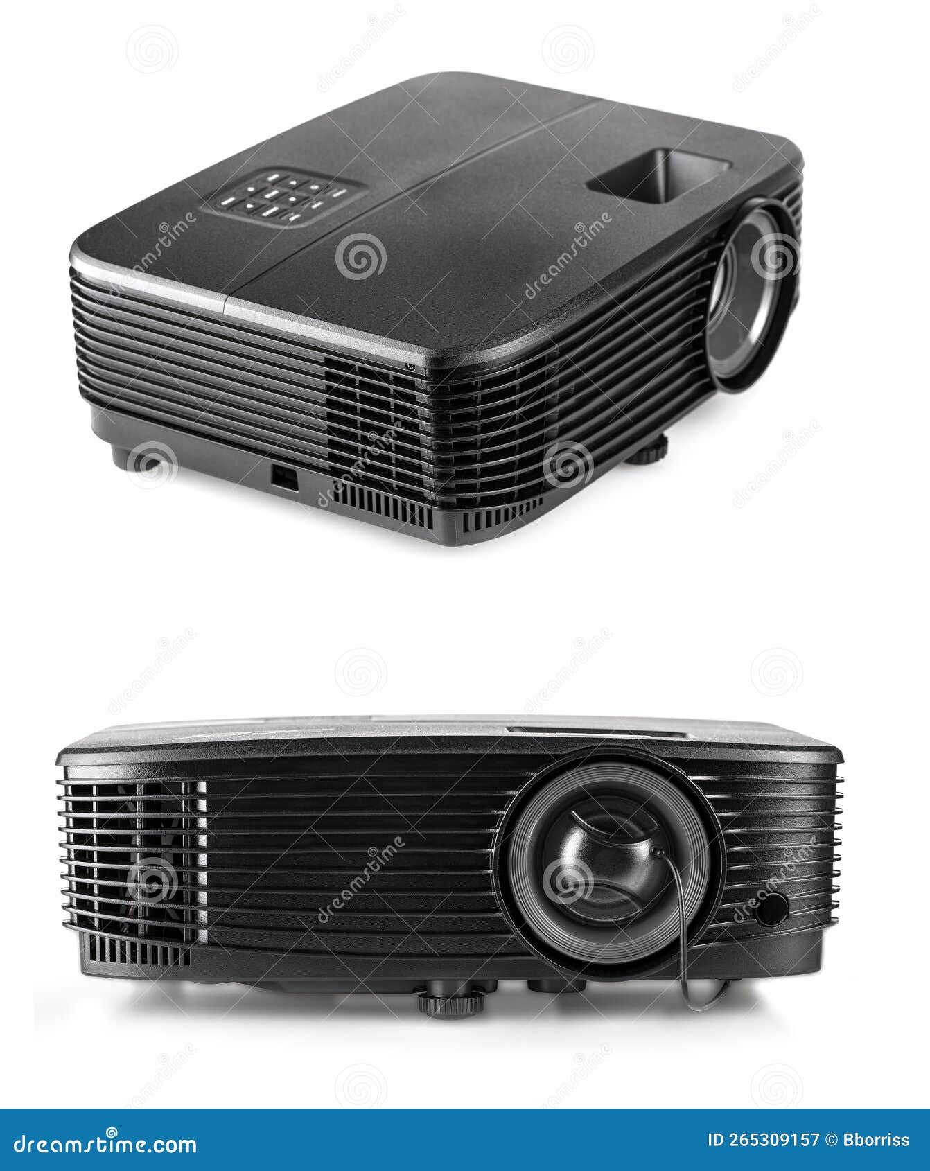 Set of Black Multimedia Projectors Isolated on White Background Stock ...