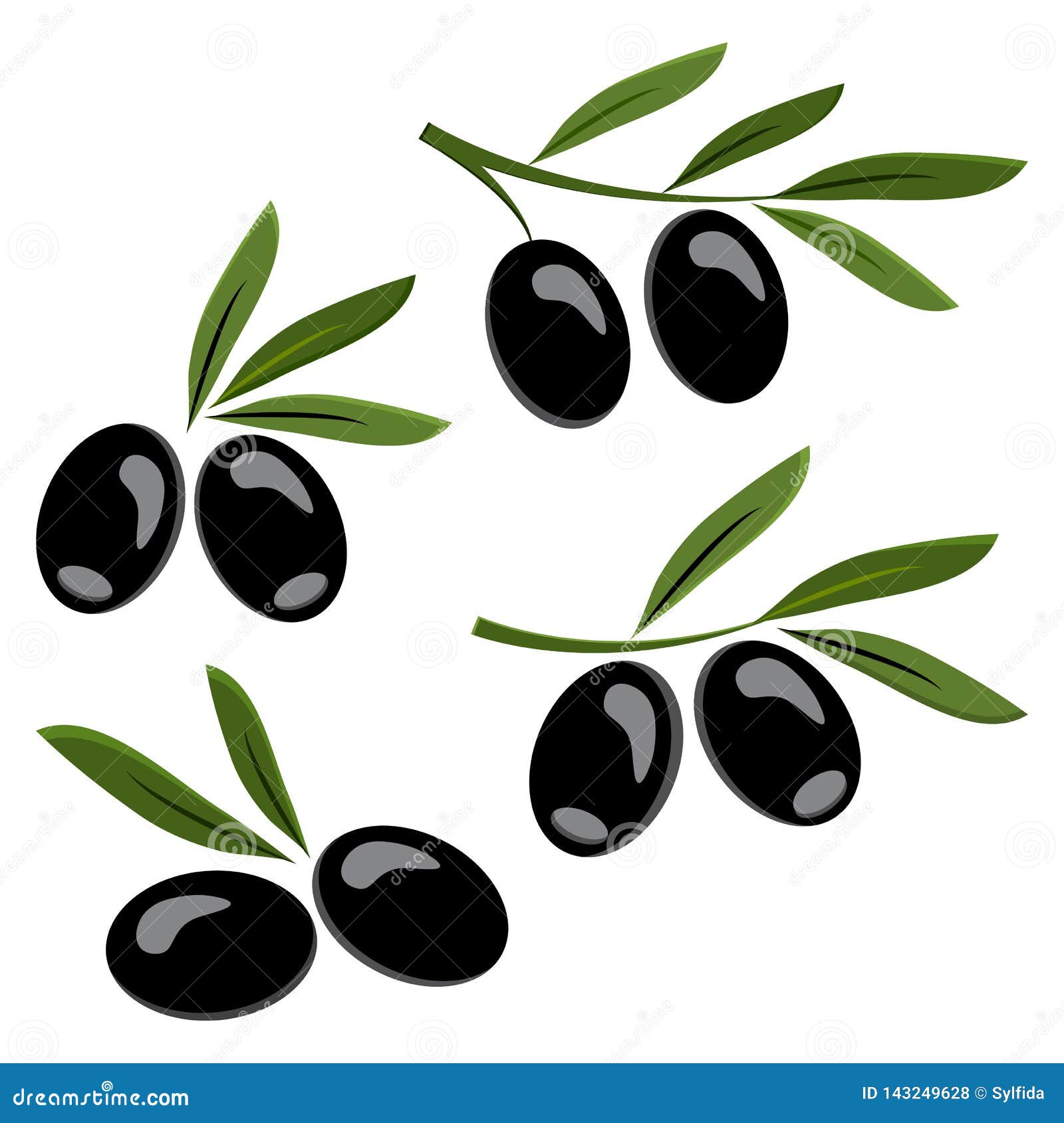 Set of Black Olives. Vector Illustration Stock Illustration ...