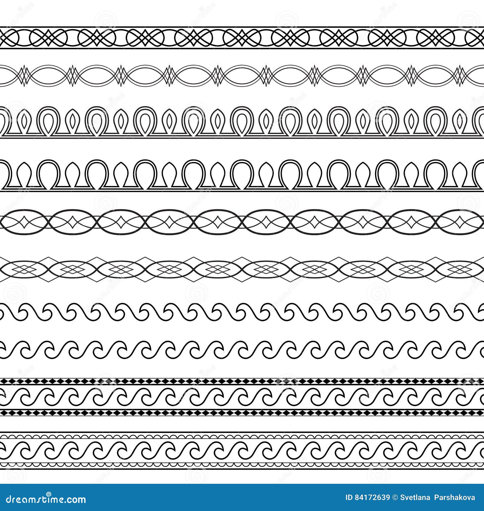 Set of Black Ornate Borders. Stock Vector - Illustration of brush ...