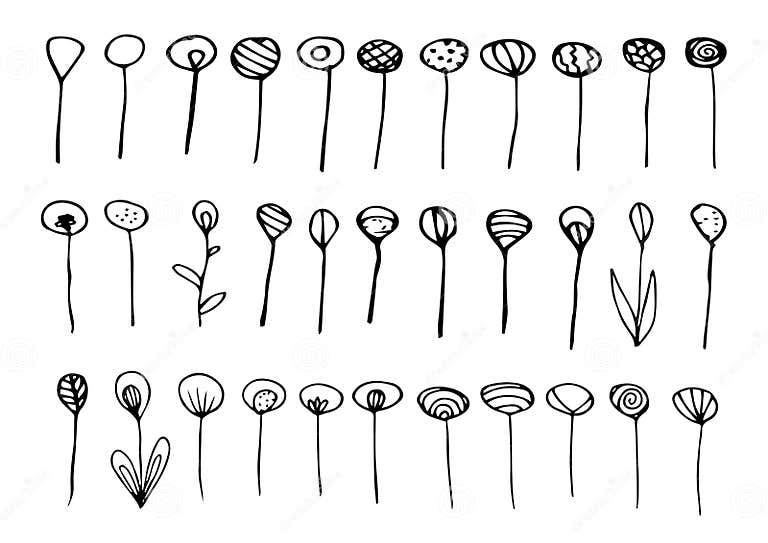 Set of Black Outline Elements Stock Illustration - Illustration of ...