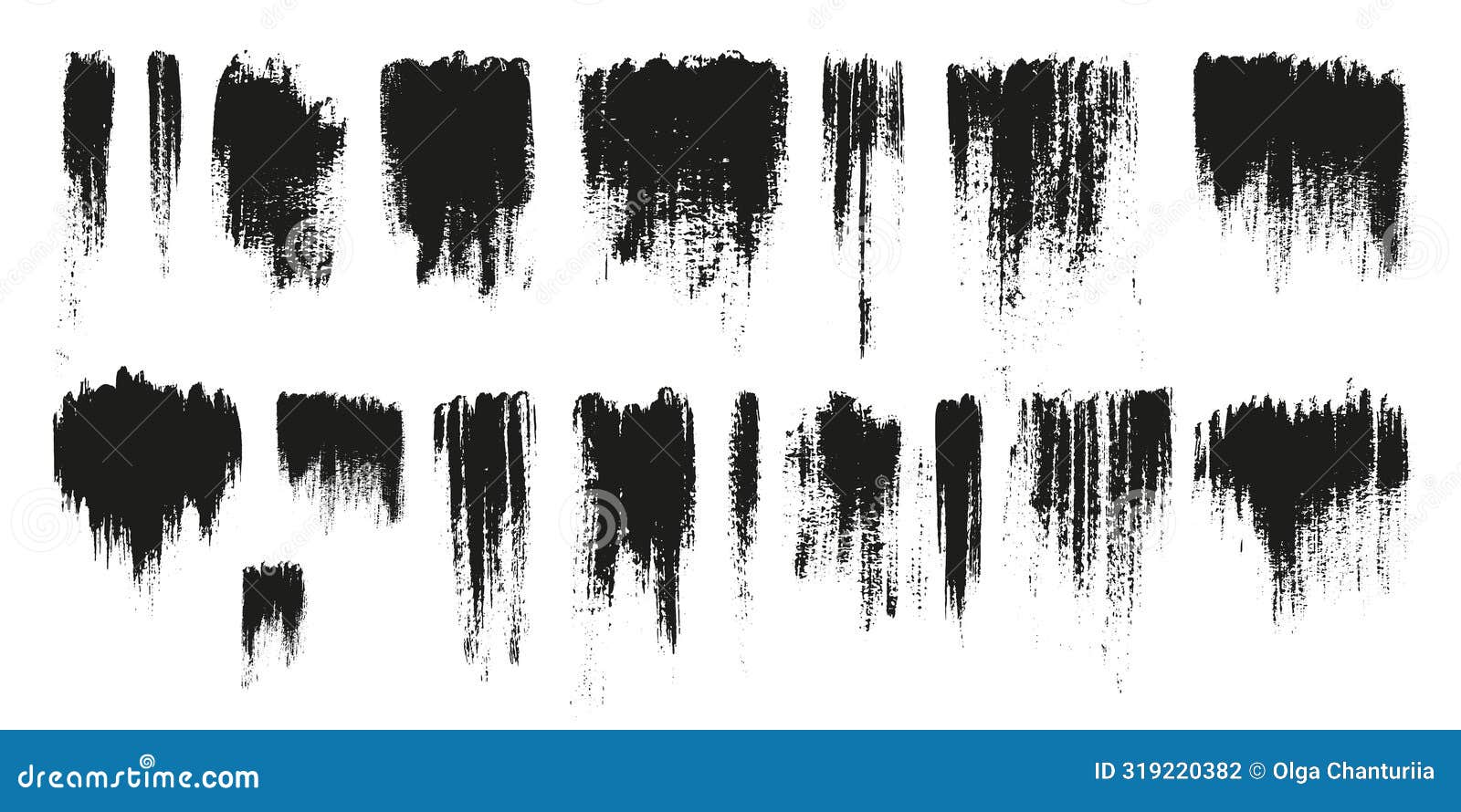 Set of Black Paint, Ink Brush Strokes, Boxes, Frames, Lines, Smudges ...