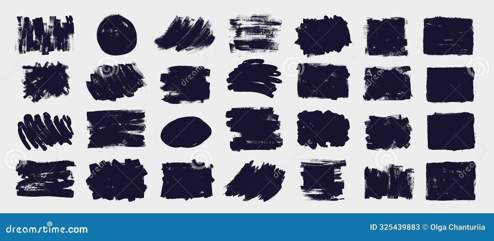 Set of Black Paint, Ink Brush Strokes, Boxes, Frames, Lines, Smudges ...