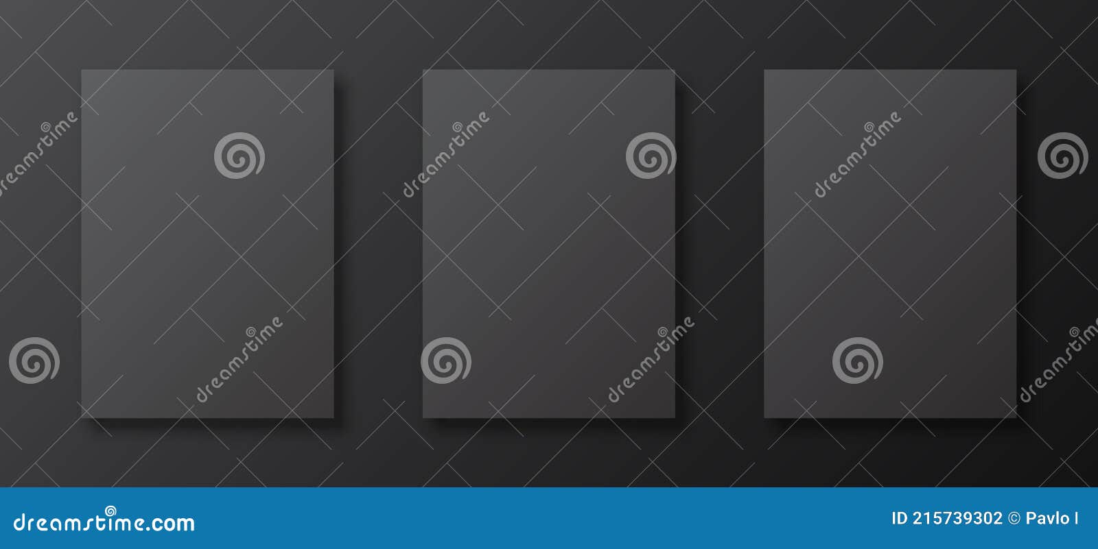 Set Black Papers Template Mockup with Shadows, Black Posters with ...