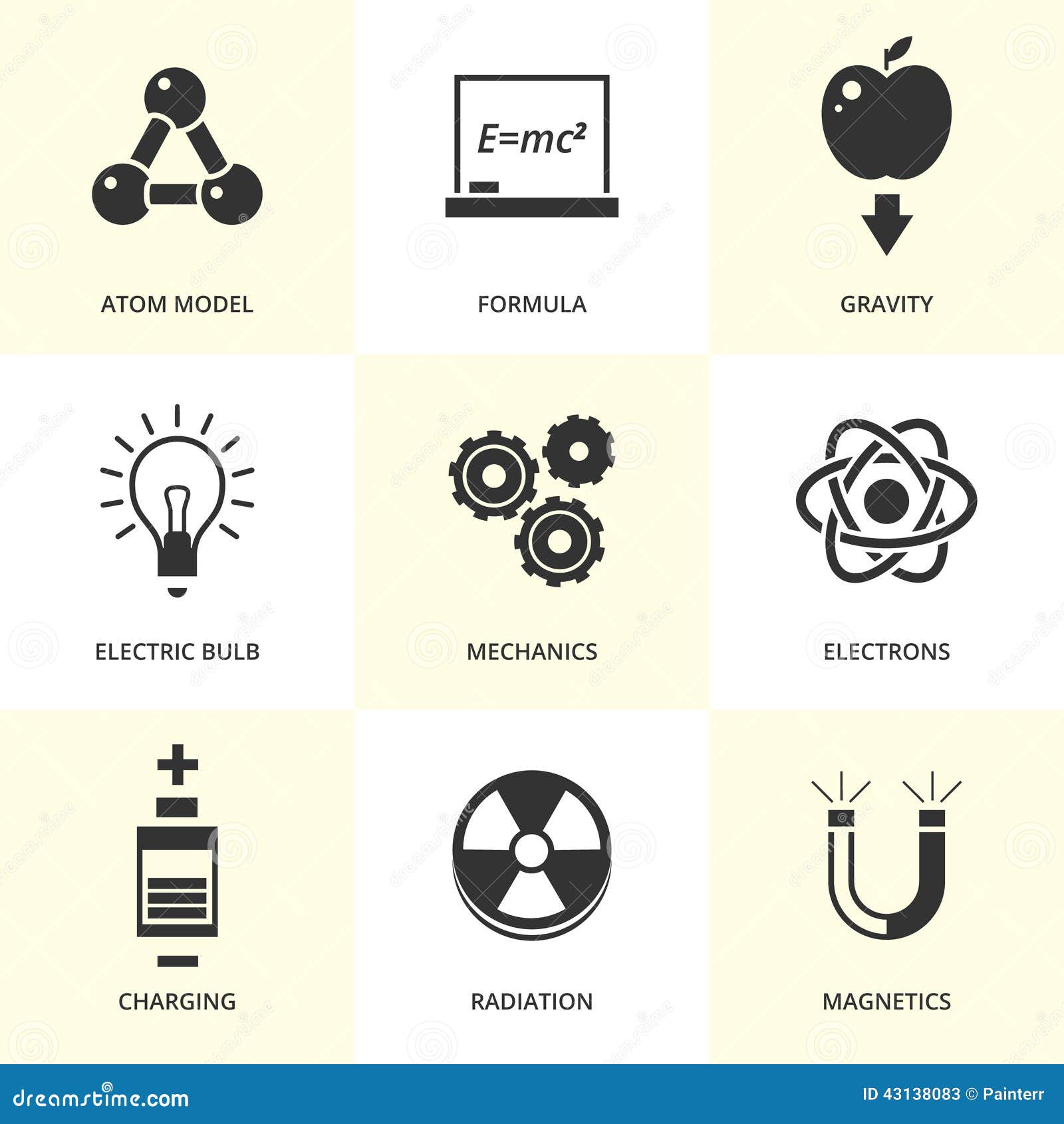 Set of Black Physics Icons. Stock Illustration - Illustration of icons ...