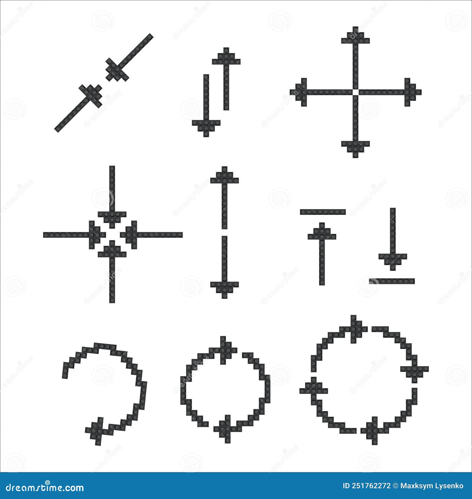 Set Pixel Arrows In Four Directions, Arrow, Open Book, Crossed Ruler ...