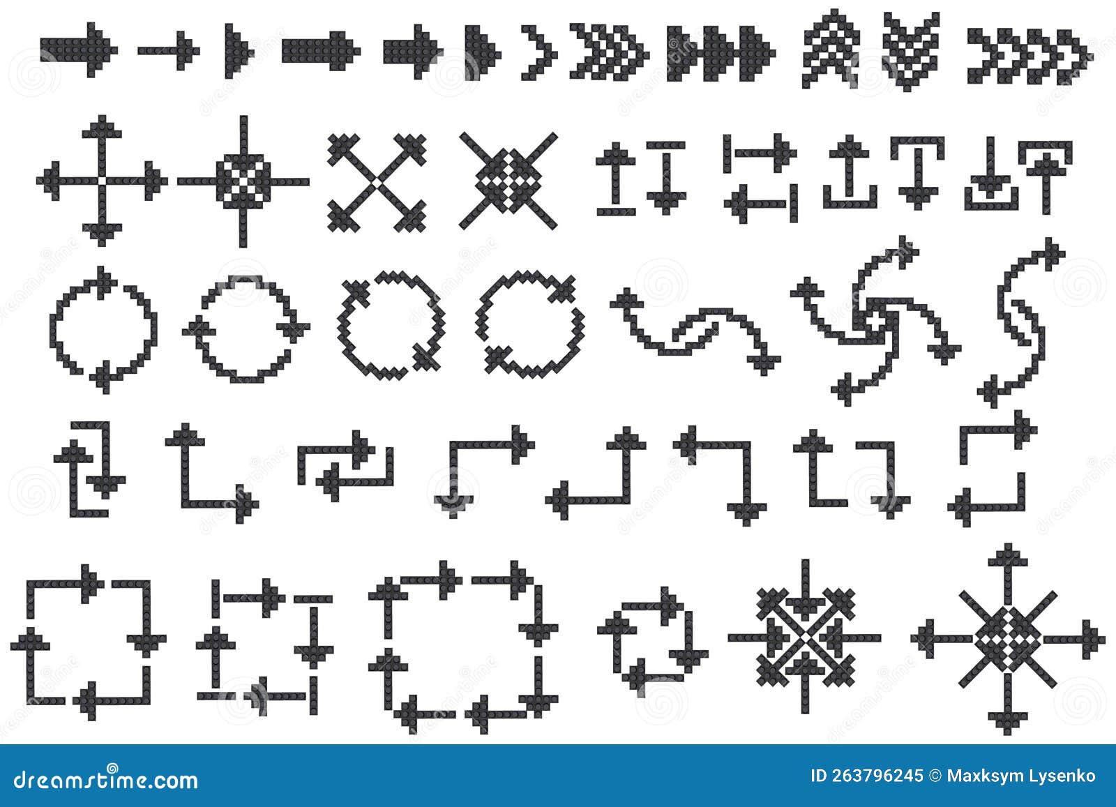 Set Pixel Arrows In Four Directions, Arrow, Open Book, Crossed Ruler ...