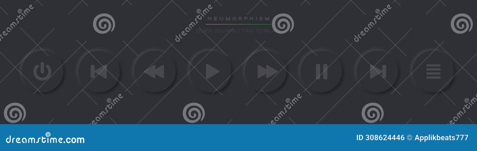 Set of Black Play Button Icons. Neumorphic UI Music Player Buttons ...