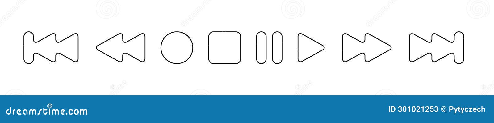 Set of Black Playback Icons Stock Vector - Illustration of sound, video ...