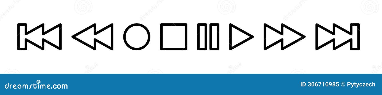 Set of Black Playback Icons Stock Vector - Illustration of rewind ...