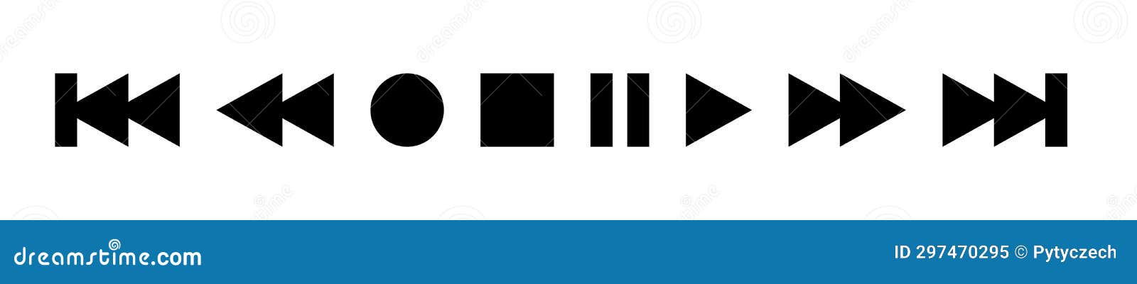 Set of Black Playback Icons Stock Illustration - Illustration of ...