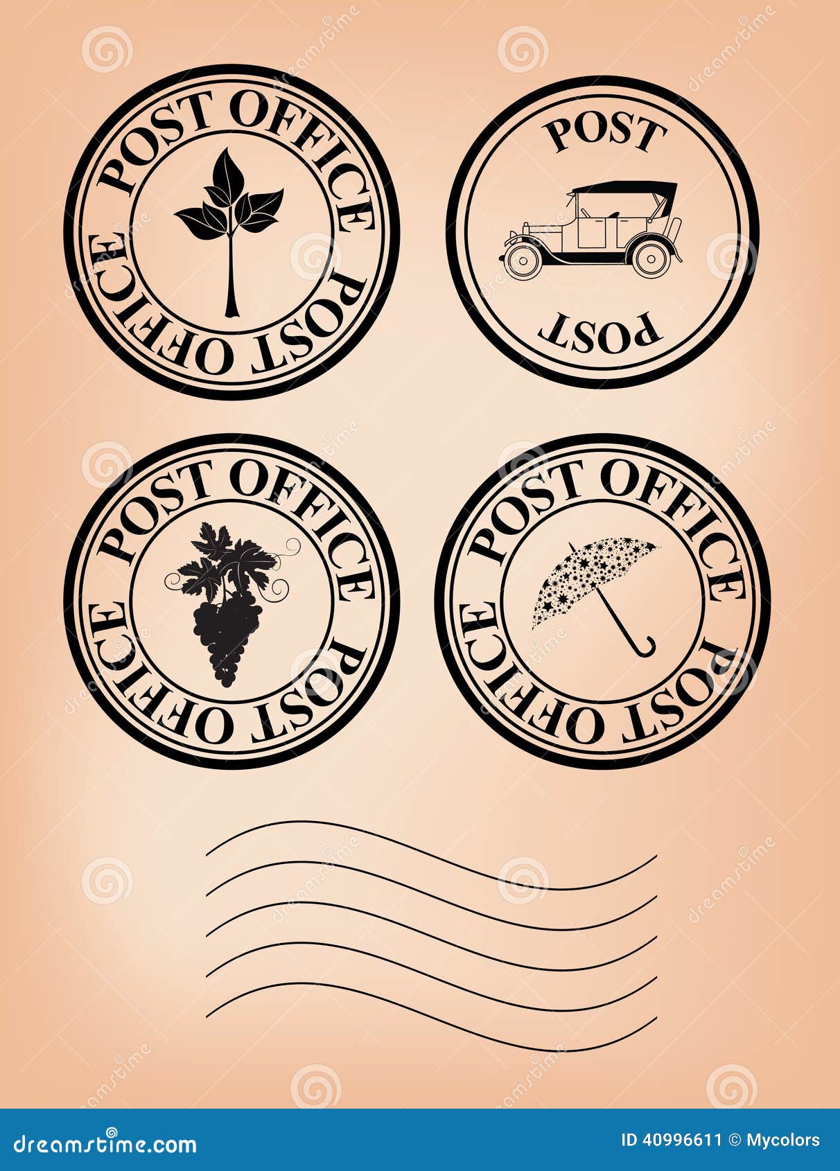 Set - Vector Black Post Stamps Stock Vector - Illustration of design ...