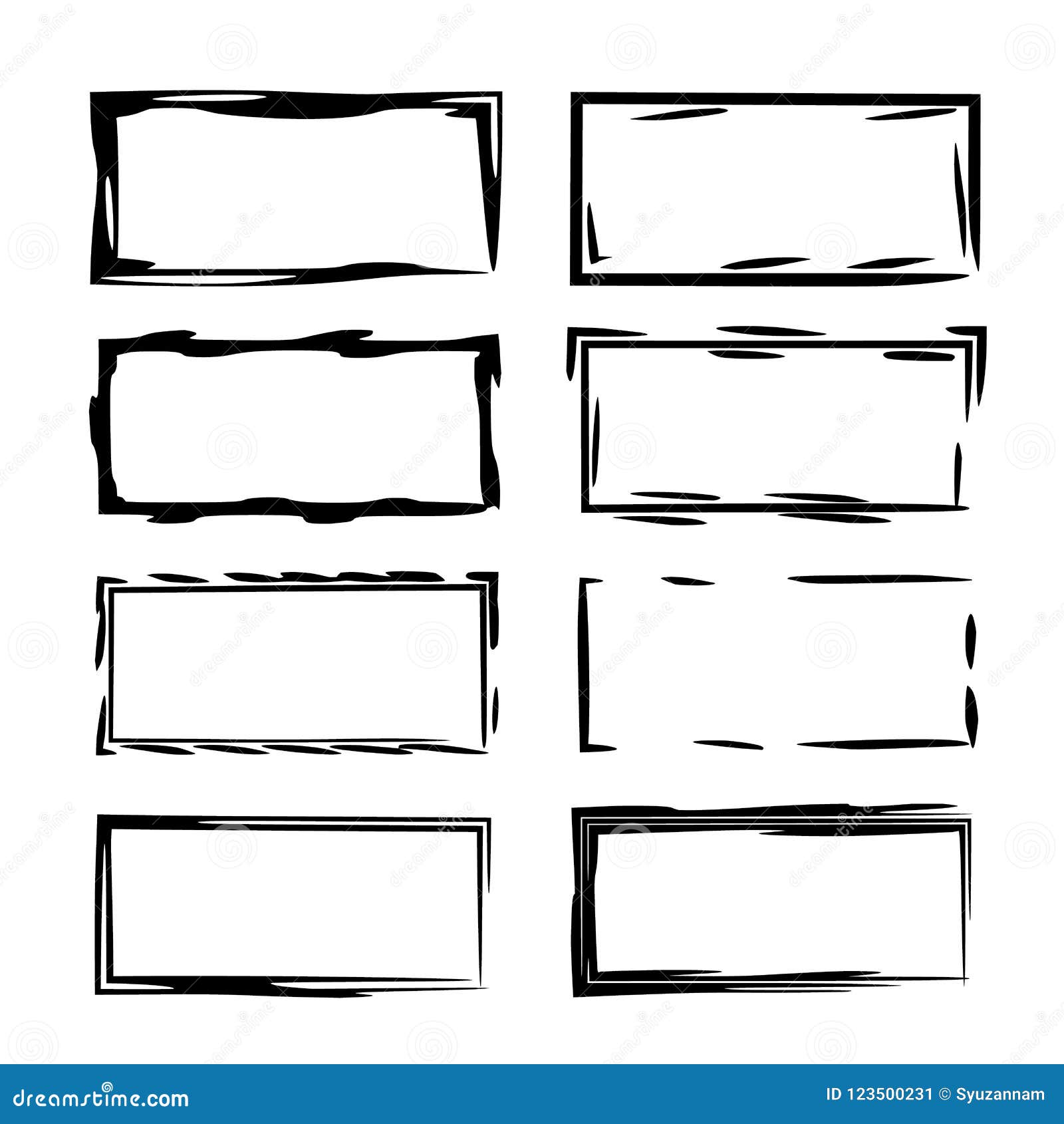 Set of Black Rectangle Empy Grunge Frames. Vector Illustration. Stock ... Set of Black Rectangle Empy Grunge Frames. Vector Illustration. Stock ...