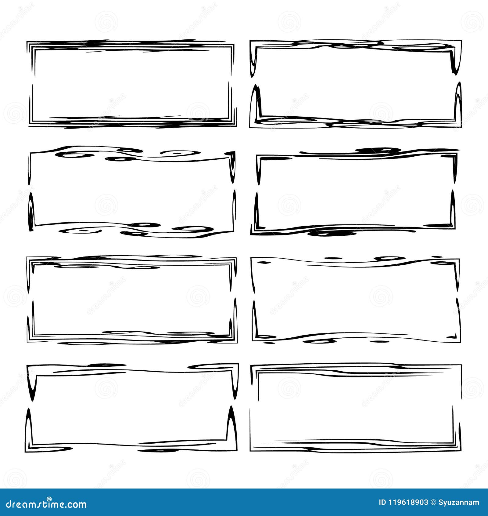 Set Of Black Empy Grunge Frames Vector Illustration Stock Vector