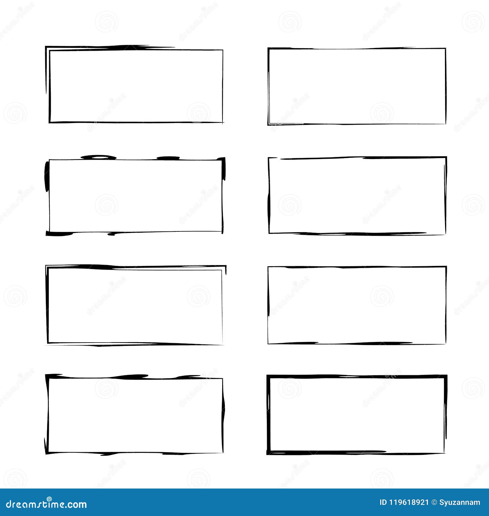Set Of Black Empy Grunge Frames Vector Illustration Stock Vector