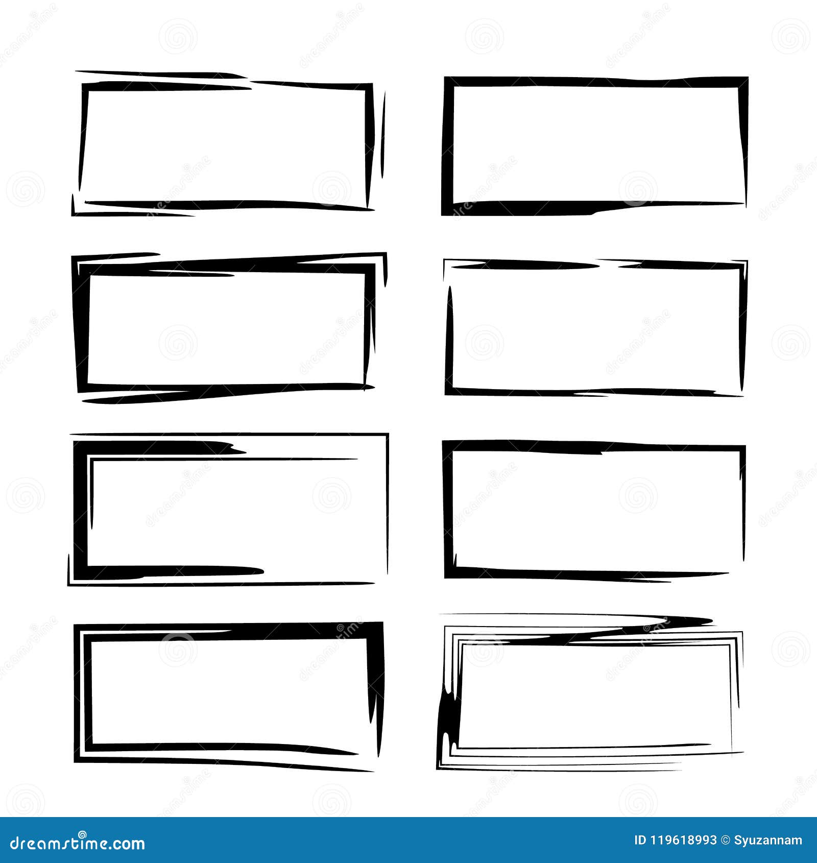 Set Of Black Empy Grunge Frames Vector Illustration Stock Vector