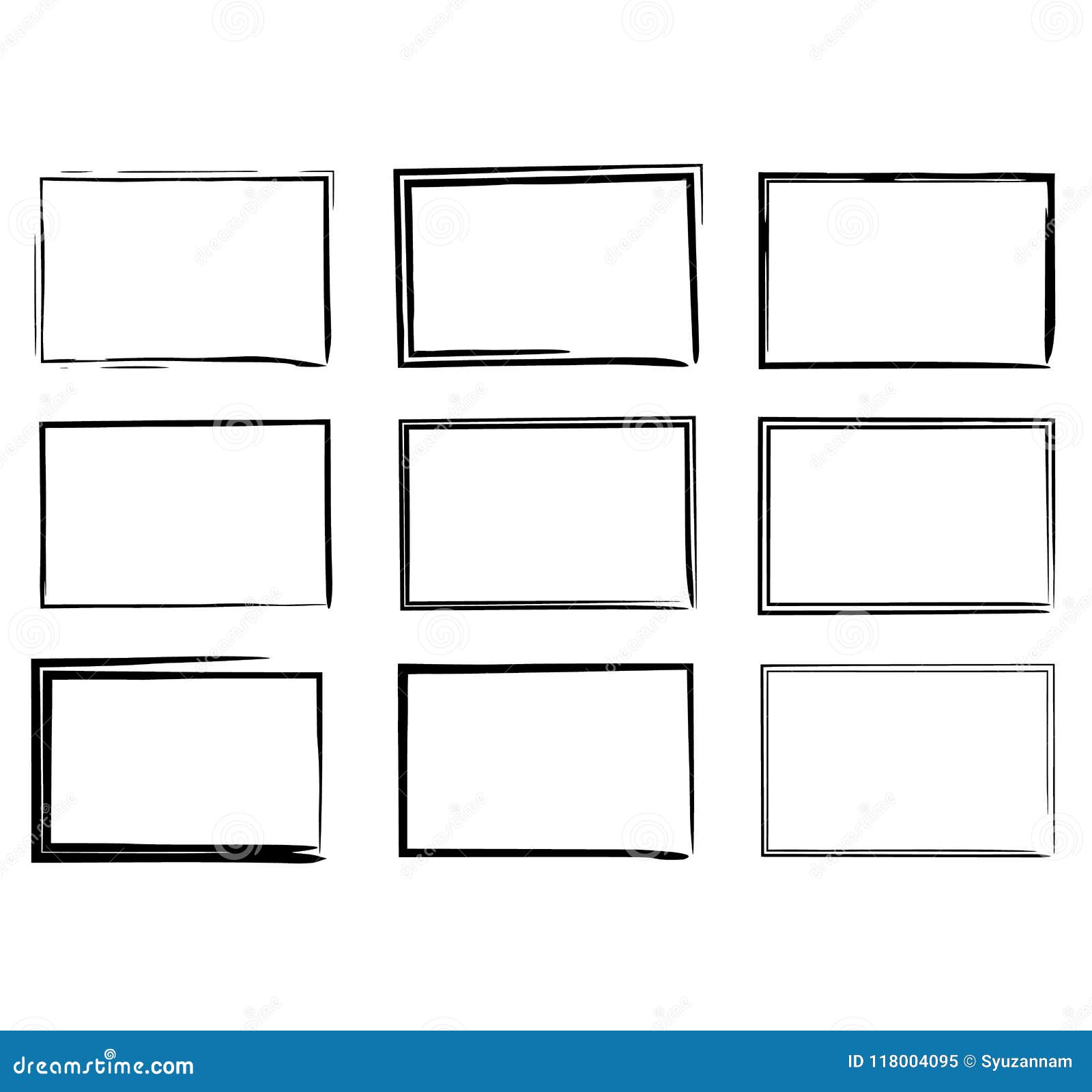 Set of Black Rectangle Grunge Frames. Vector Illustration. Stock Vector ...