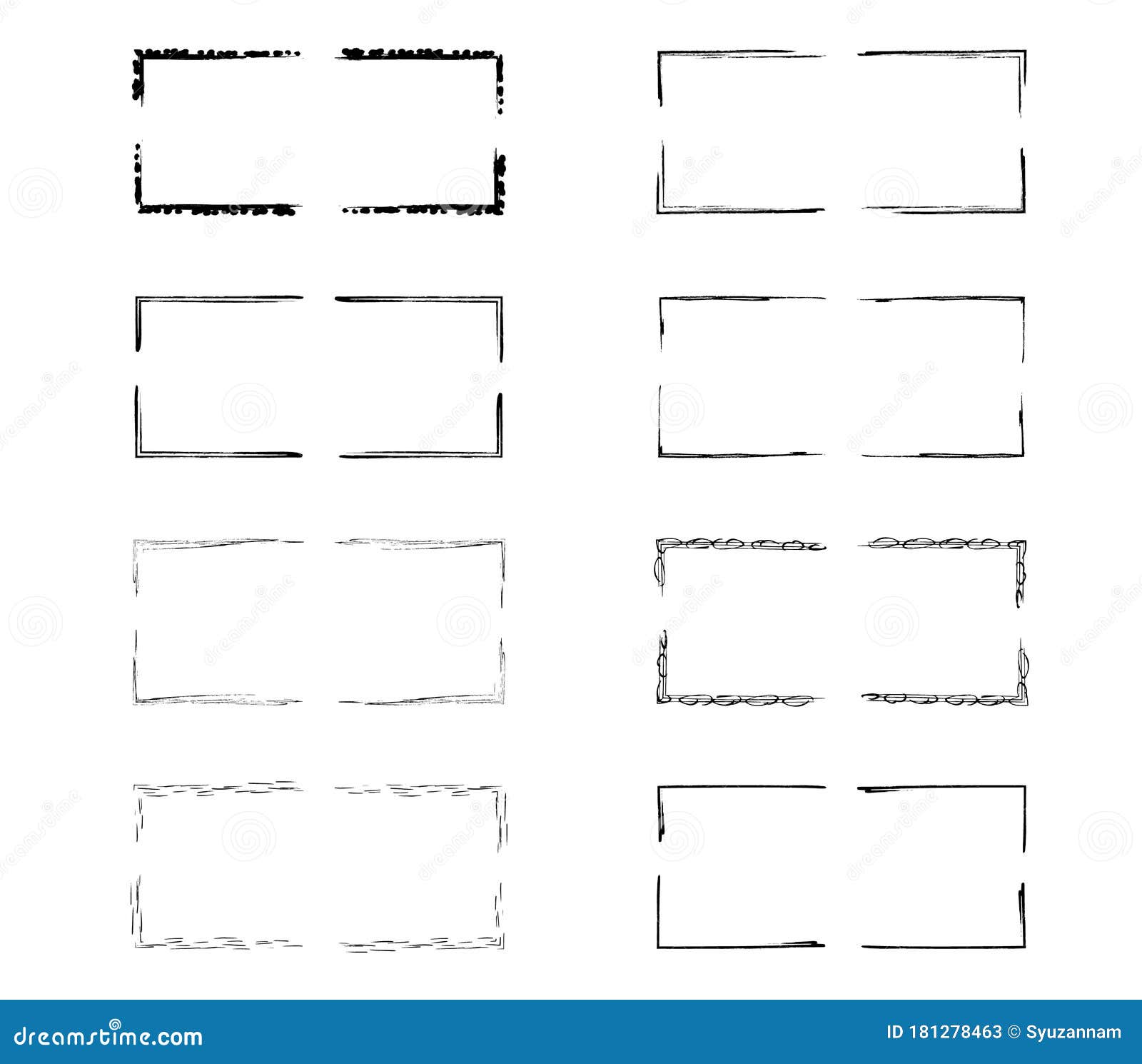 Set of Black Rectangle Vector Grunge Frames Stock Vector - Illustration ...