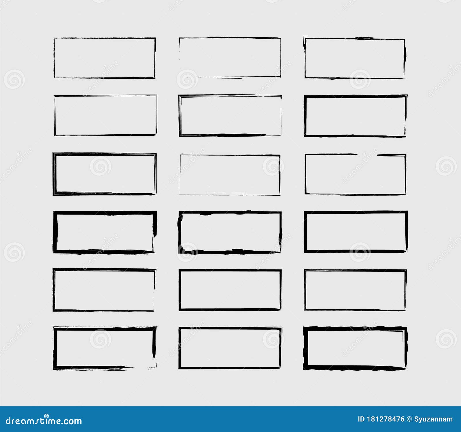 Set of Black Rectangle Vector Grunge Frames Stock Vector - Illustration ...
