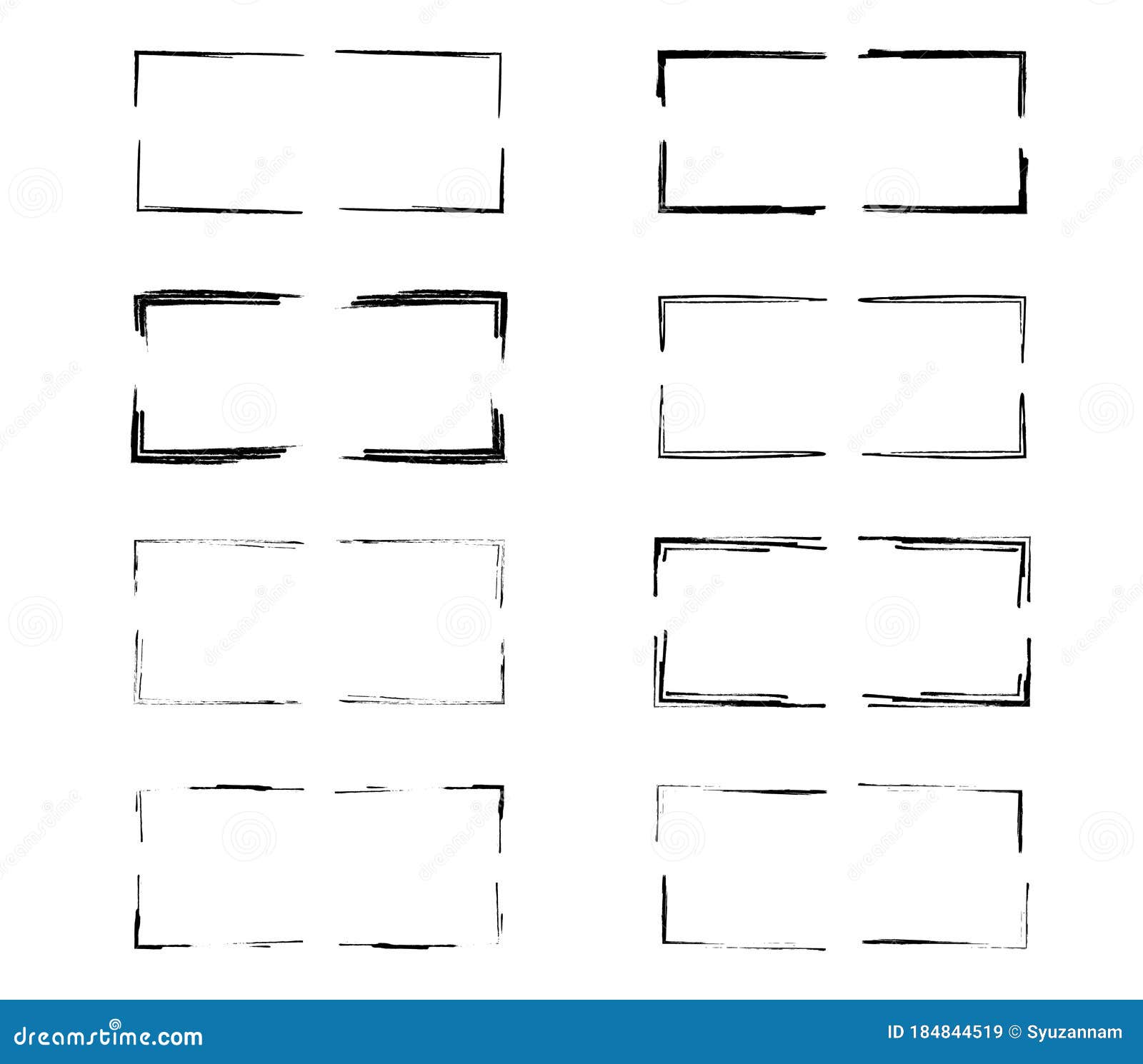 Set of Black Rectangle Vector Grunge Frames Stock Vector - Illustration ...