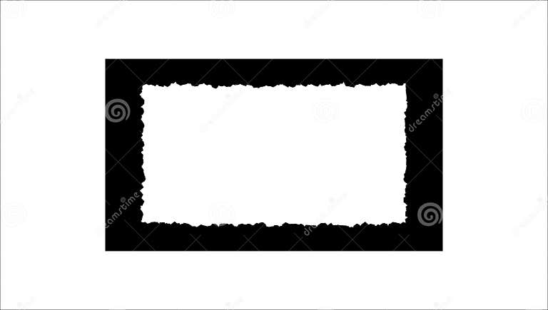 Set of Black Rectangular Frames with Jagged Uneven Edges Isolated on White Background. Vector ...