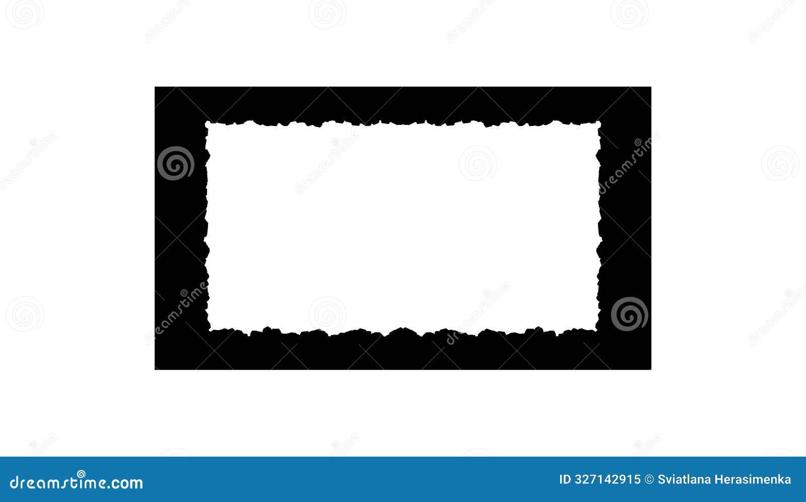 Set of Black Rectangular Frames with Jagged Uneven Edges Isolated on ...
