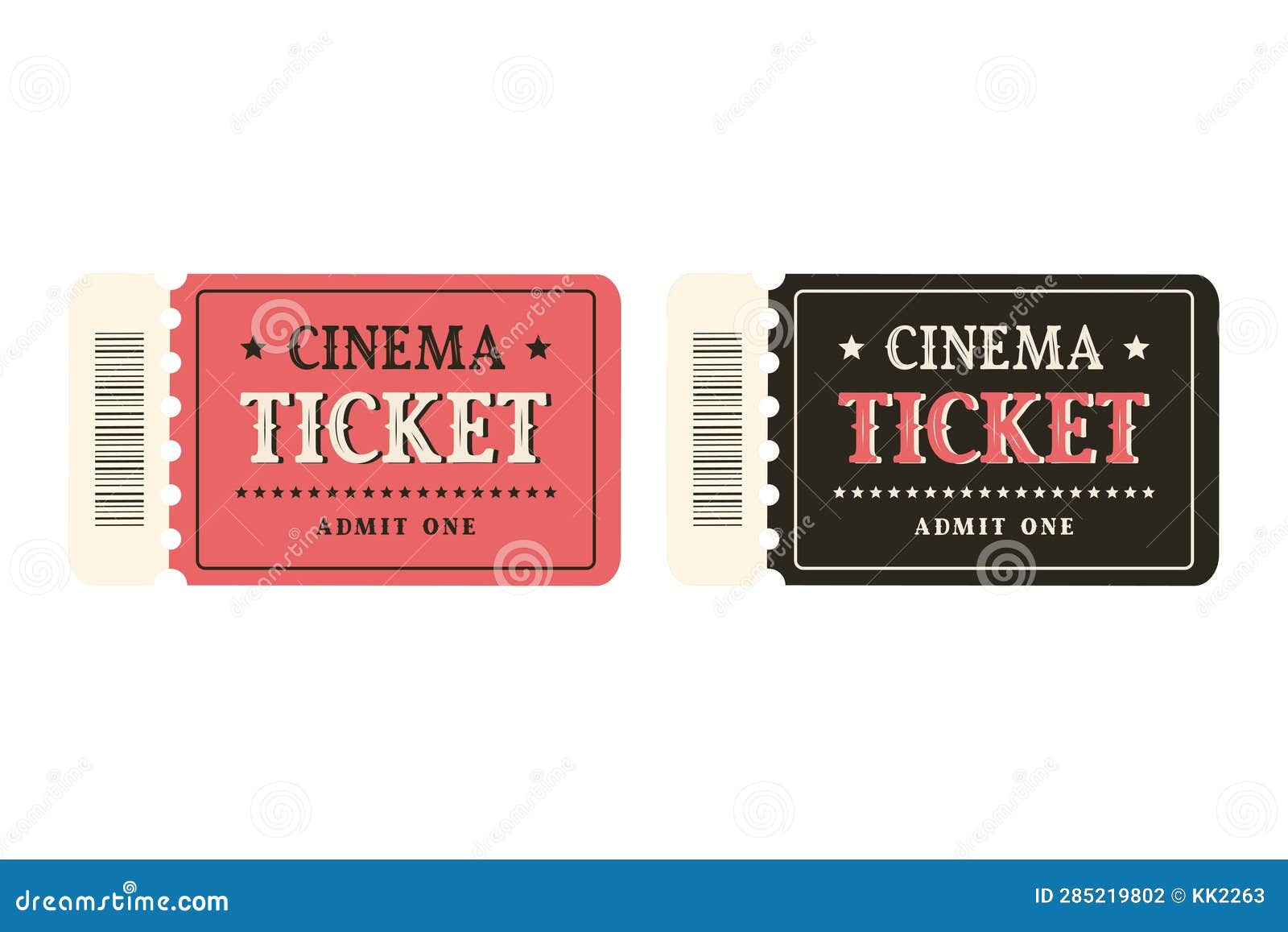 Set of Black and Red Tickets Stock Vector - Illustration of entry, pass ...