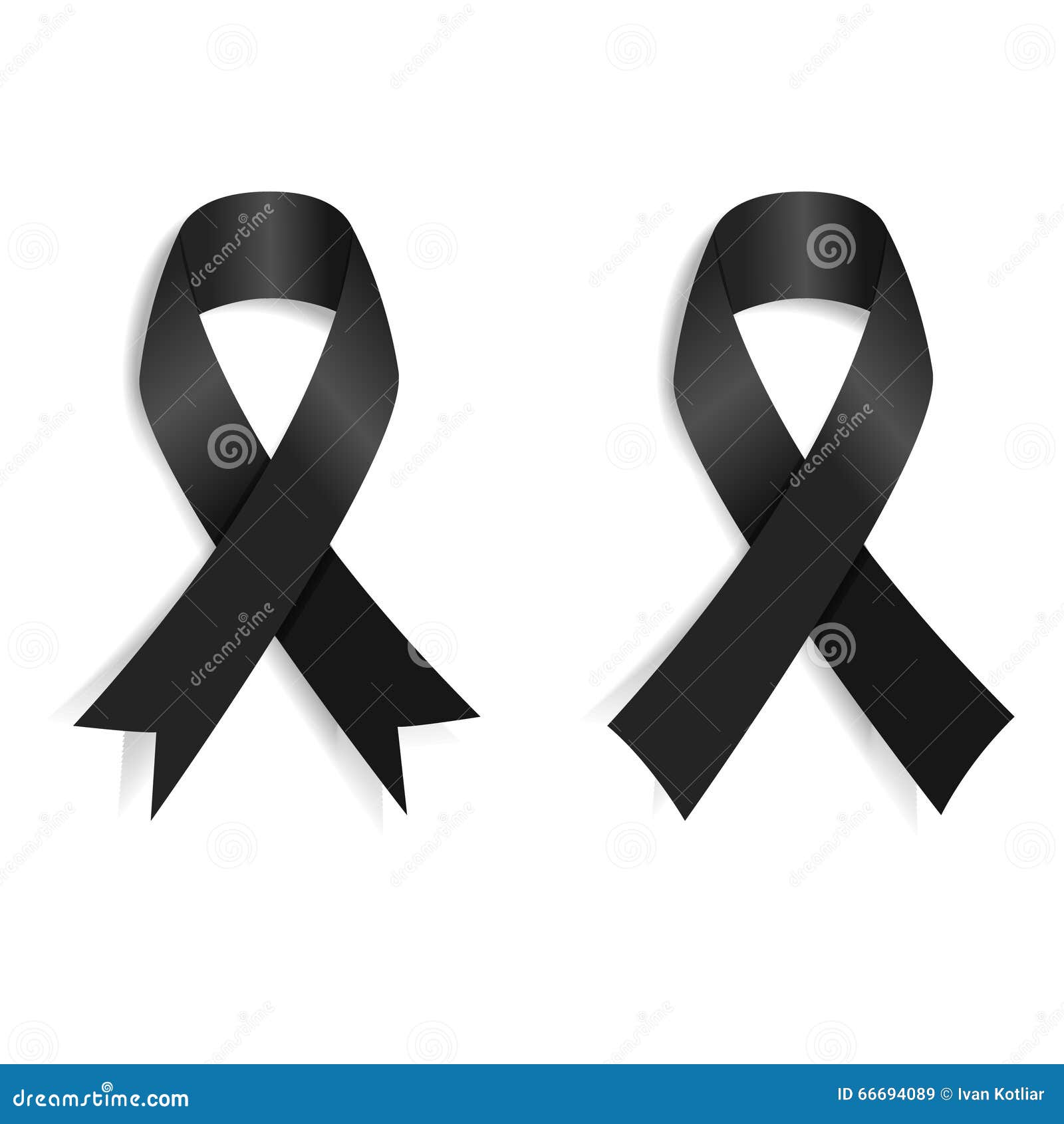 Set of the Black ribbon stock vector. Illustration of melanoma - 66694089