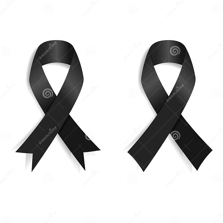 Set of the Black ribbon stock vector. Illustration of melanoma - 66694089