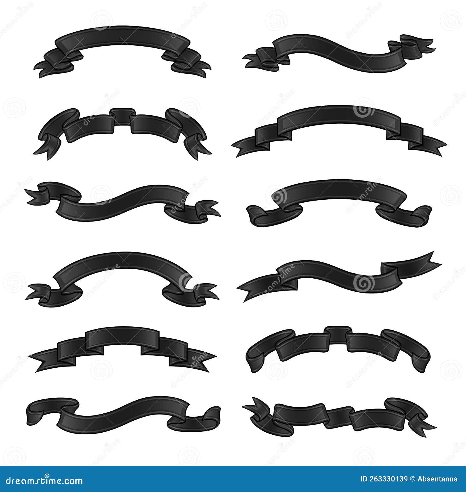 Set of black ribbons stock vector. Illustration of event - 263330139