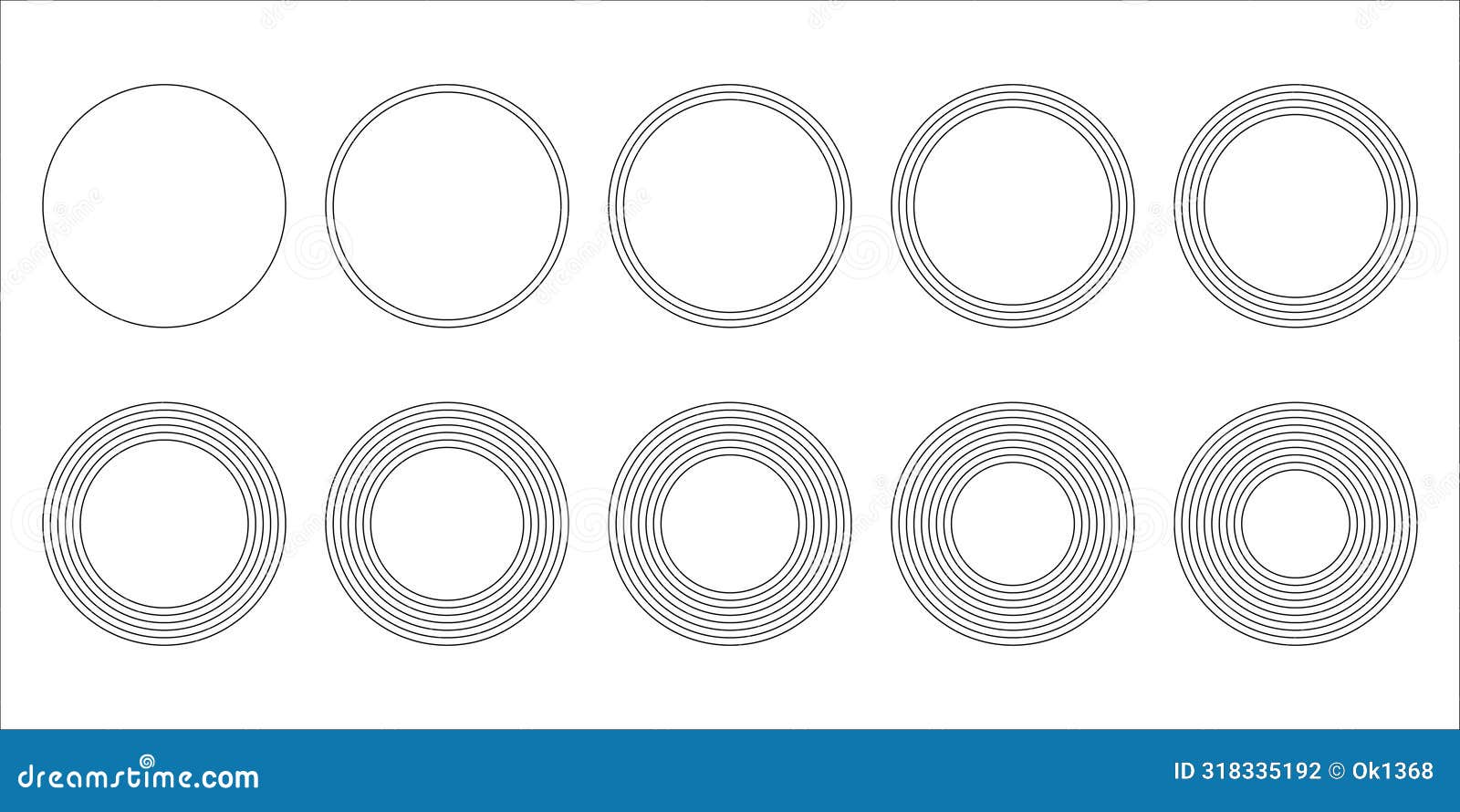 Set of Black Round Frame. Round Shape Borders Isolated on Transparent ...