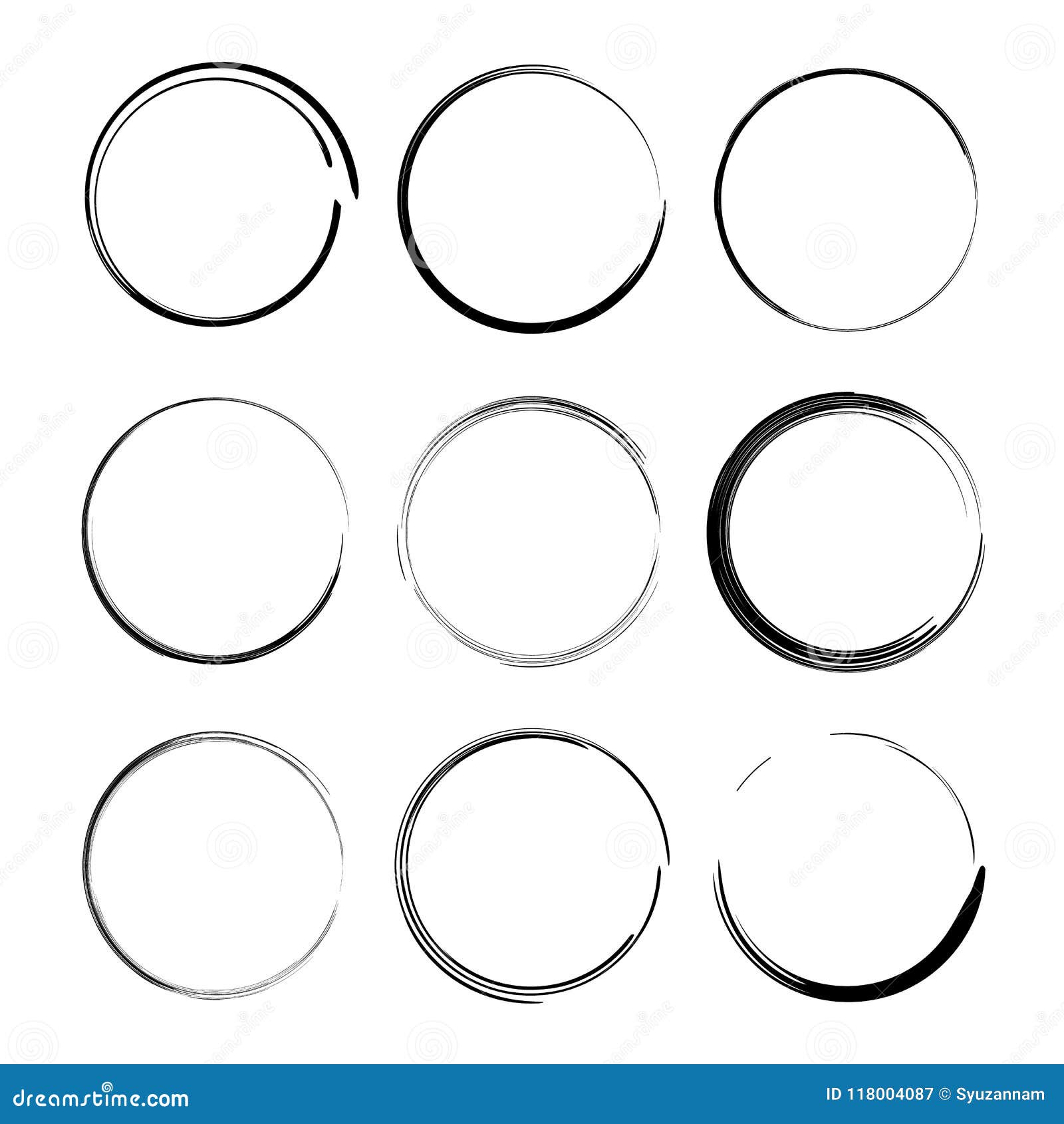 Set of Black Round Grunge Frames. Vector Illustration. Stock Vector ...