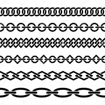 Set of Black Schematic Chains, Seamless Borders. Stock Vector ...