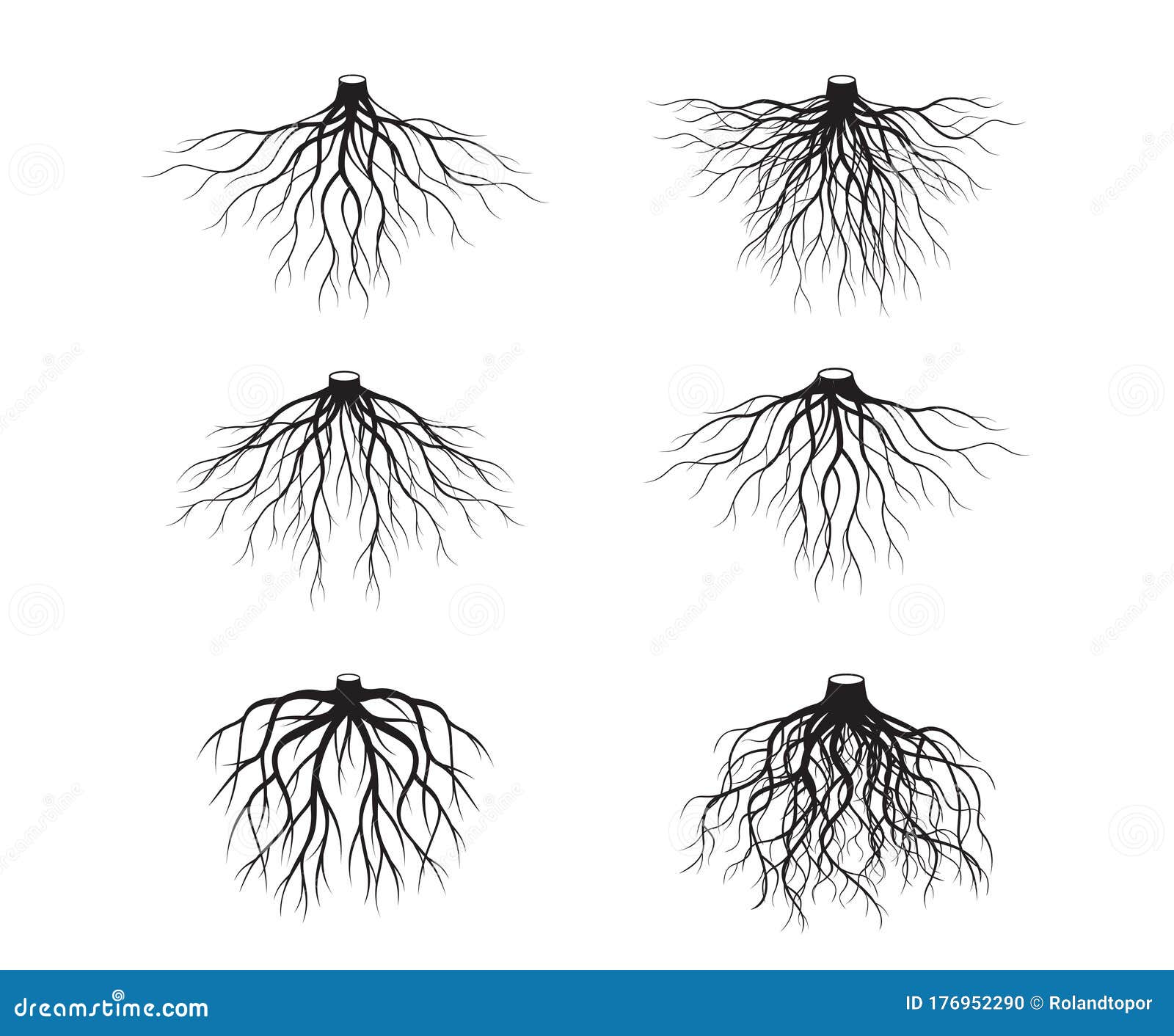 Black Shape of Tree and Roots. Vector Illustration Stock Illustration ...