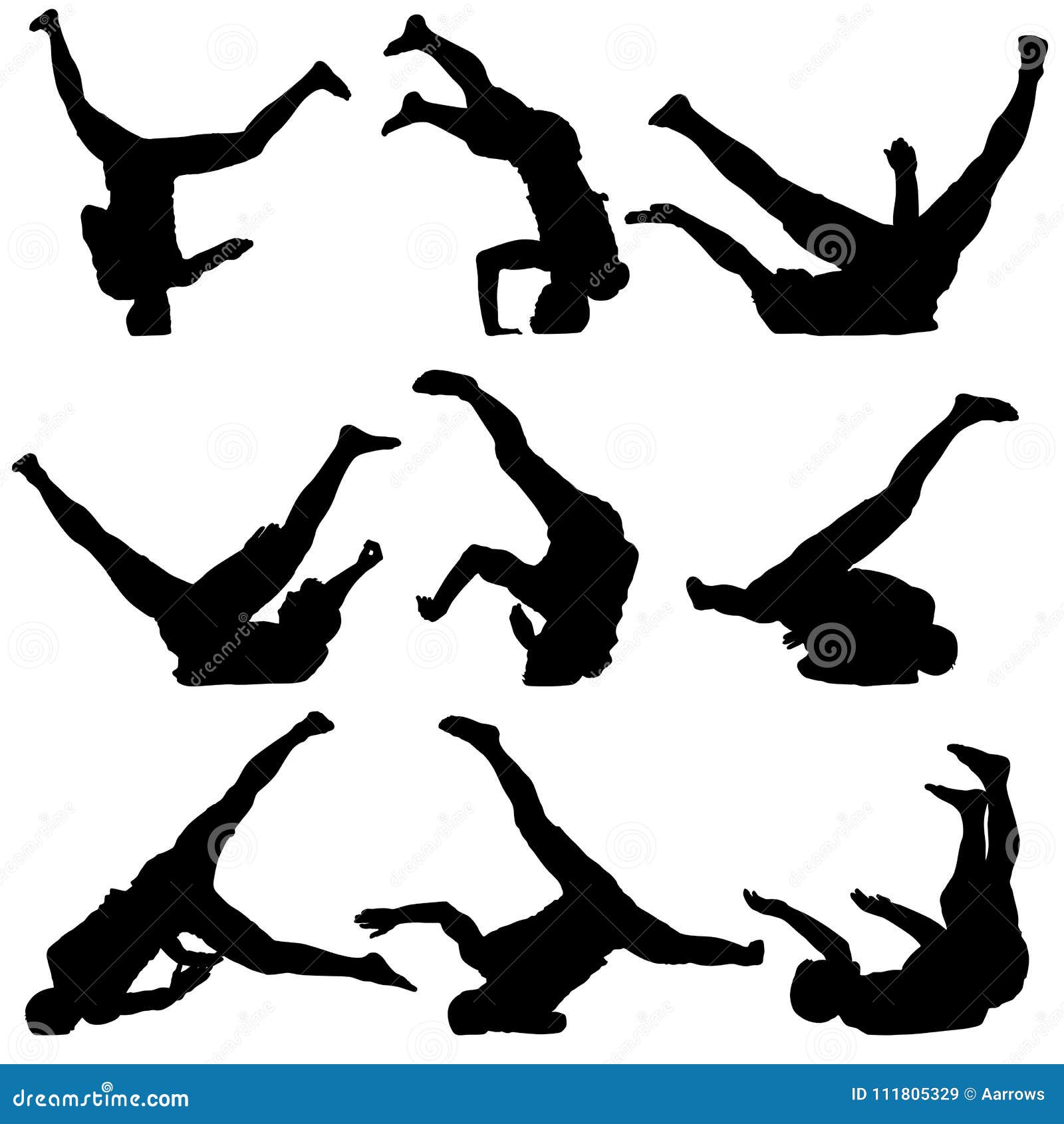 Set Black Silhouettes Breakdancer on a White Background Stock Vector ...