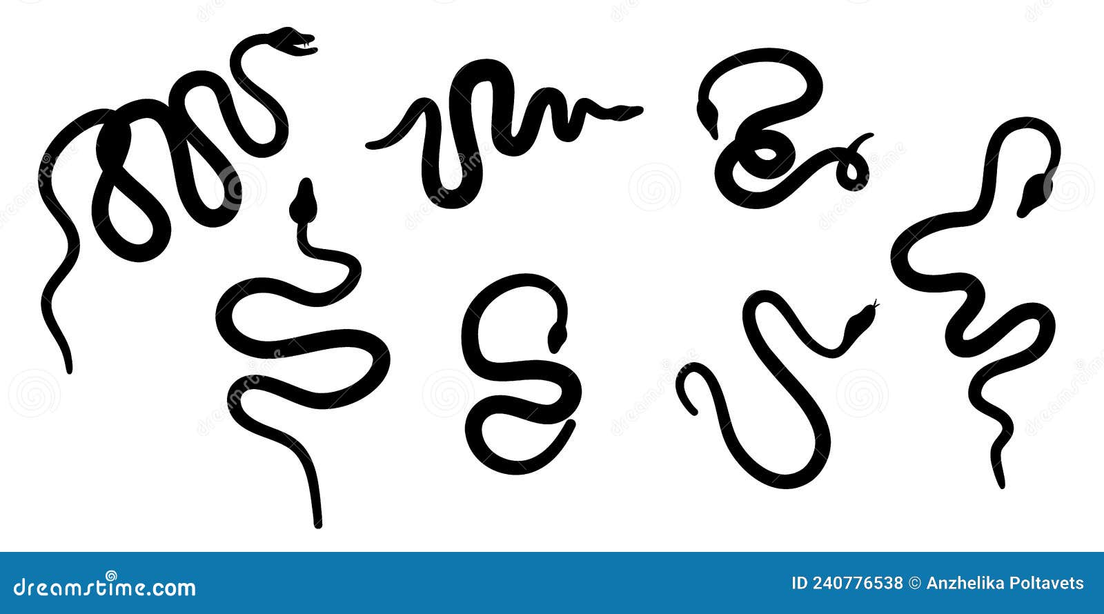 Set Of Silhouettes Of Snakes Vector Design | CartoonDealer.com #268072503