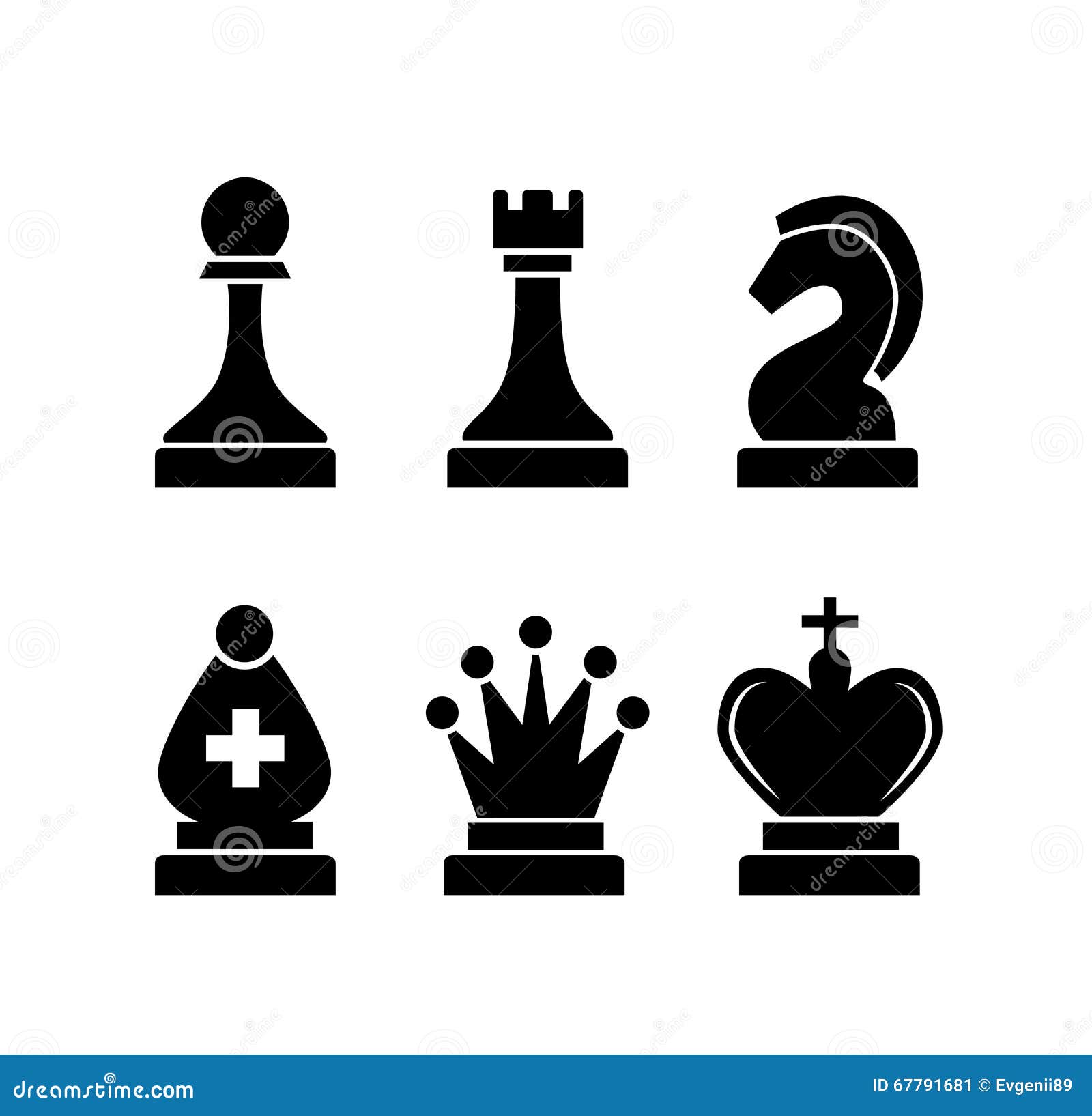 Set of Black Simple Chess Icons on White Stock Vector - Illustration of ...