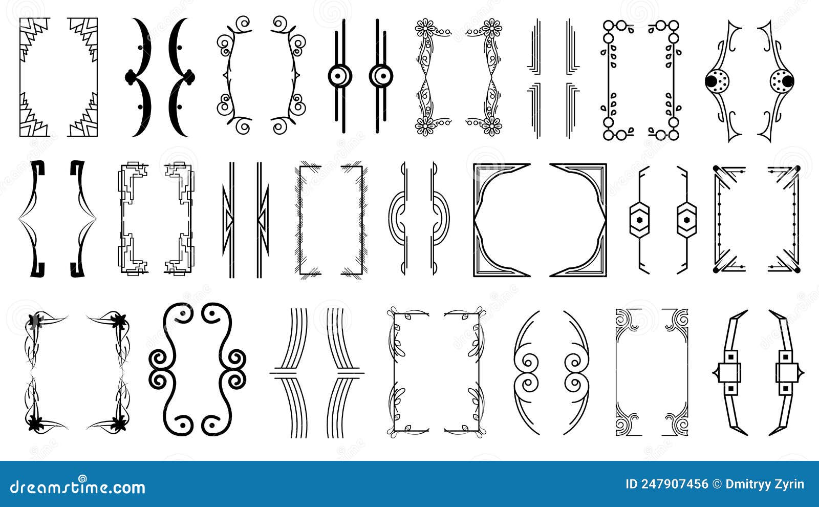 Set Black Simple Line Collection Different Doodle Brackets, Parentheses ...