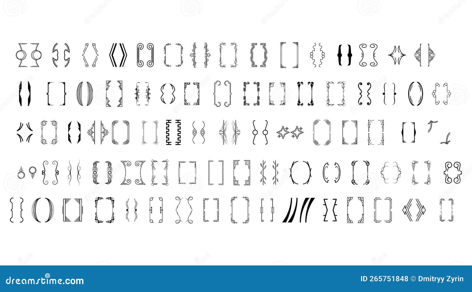Set Black Simple Line Collection Different Doodle Brackets, Parentheses ...