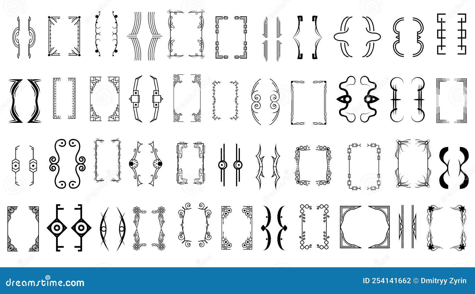 Set Black Simple Line Collection Different Doodle Brackets, Parentheses ...