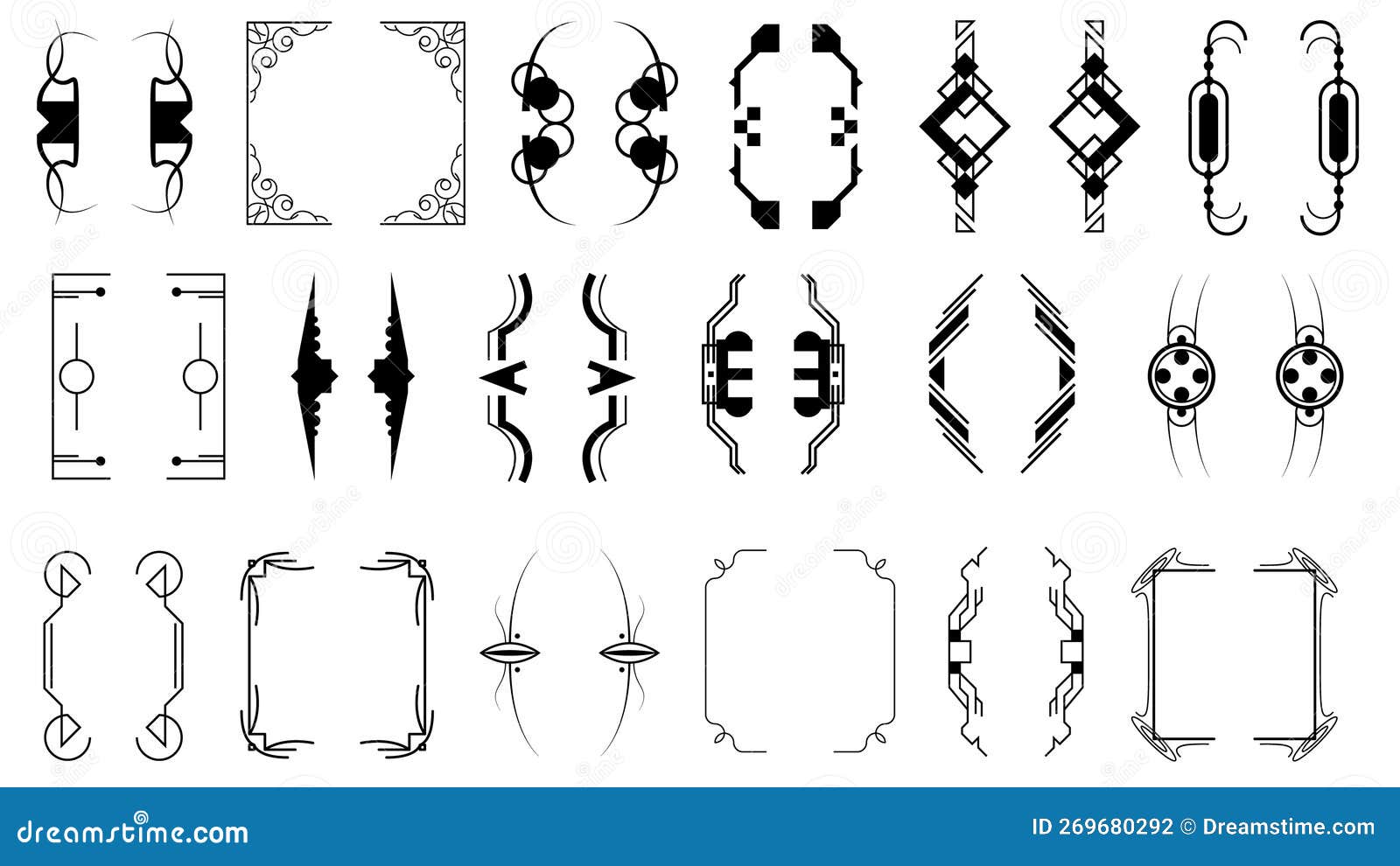 Set Black Simple Line Collection Different Doodle Brackets, Parentheses ...