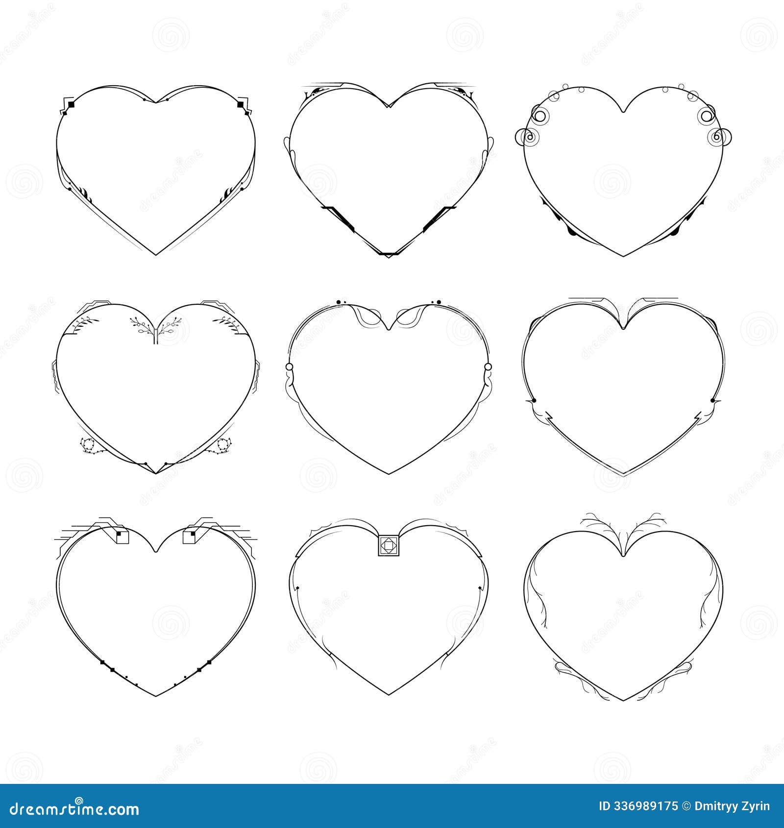 Set Black Simple Line Round Circle with Leaf Leaves Frame Flowers Doodle Outline Element Vector ...