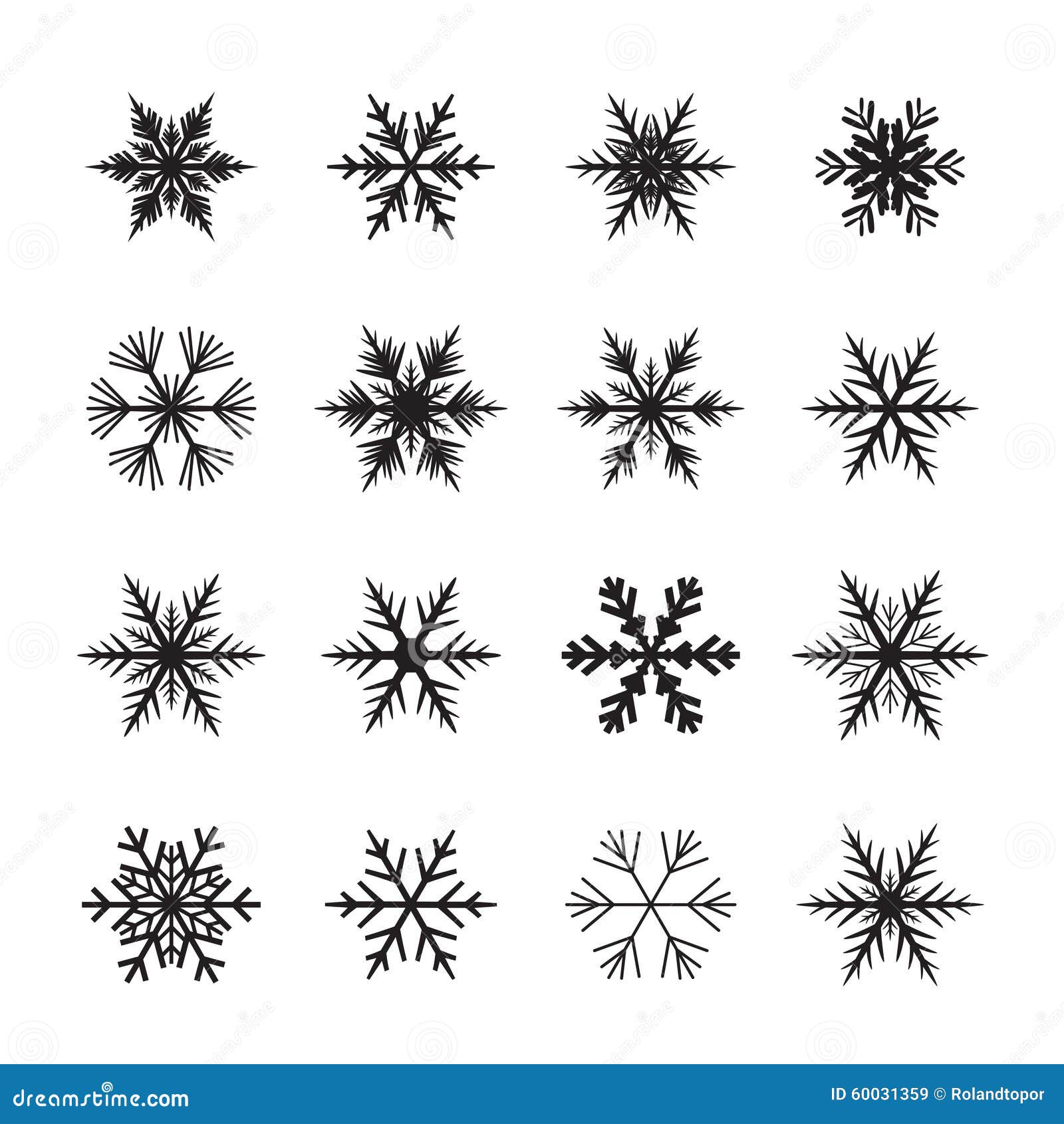 Set of black snowflakes stock illustration. Illustration of symbol ...