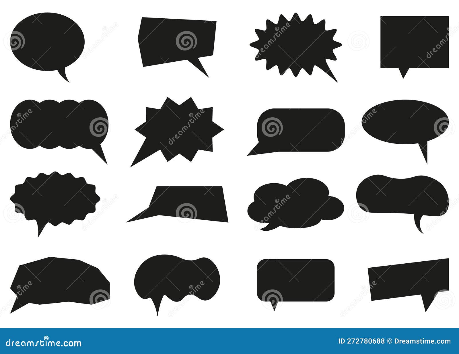 A Set of Black Speech Bubbles of Different Shapes Stock Vector ...