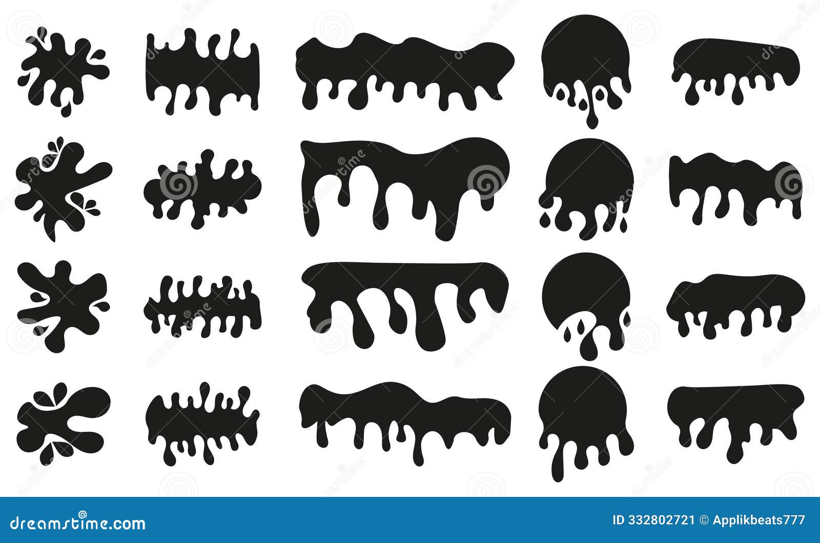 Set of Black Splash and Drip Liquid Design Elements Stock Vector ...