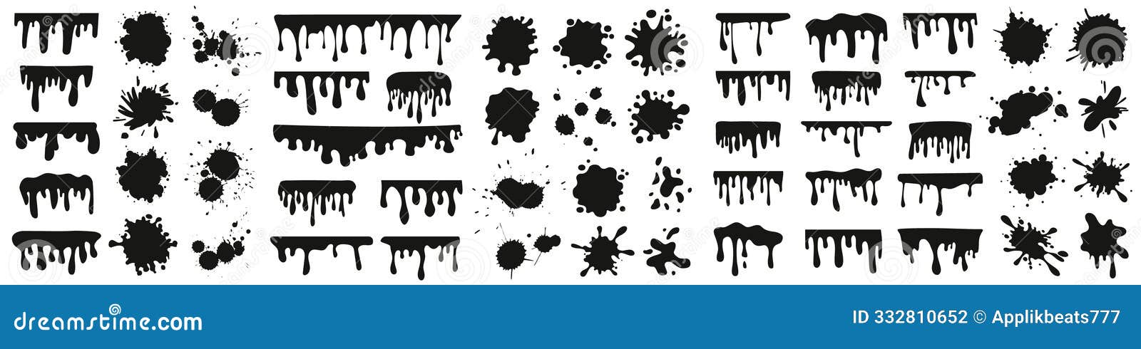 Set of Black Splash and Drip Liquid Design Elements Stock Vector ...