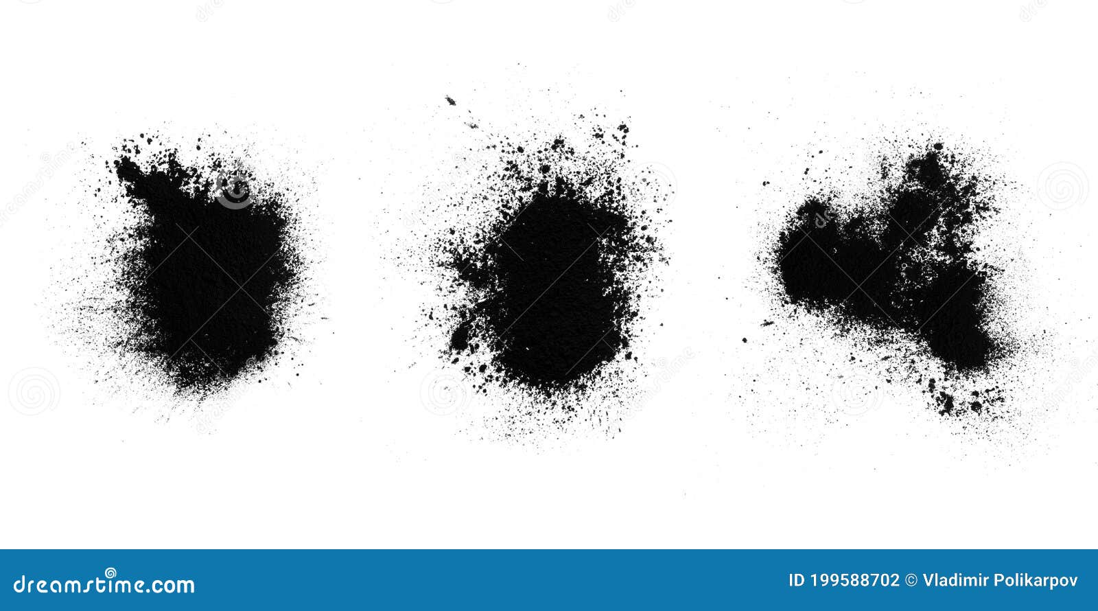 Set of Black Splashes with Splashes Isolated on White Background Stock ...