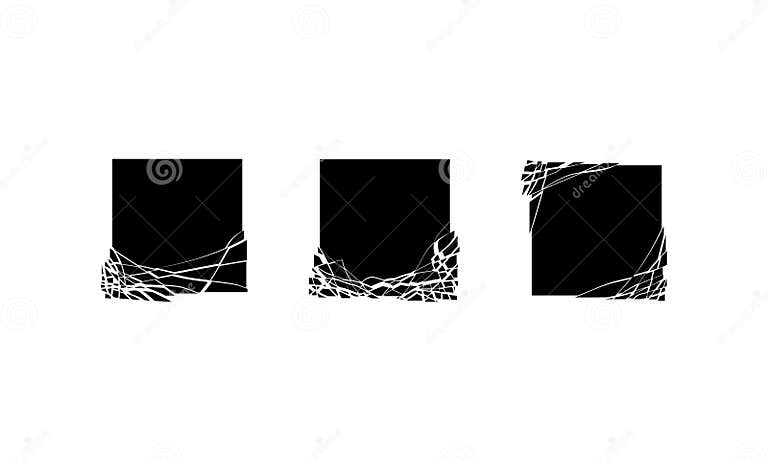 Set Black Square Explode Shapes. Cube Broken, Vector Geometric ...