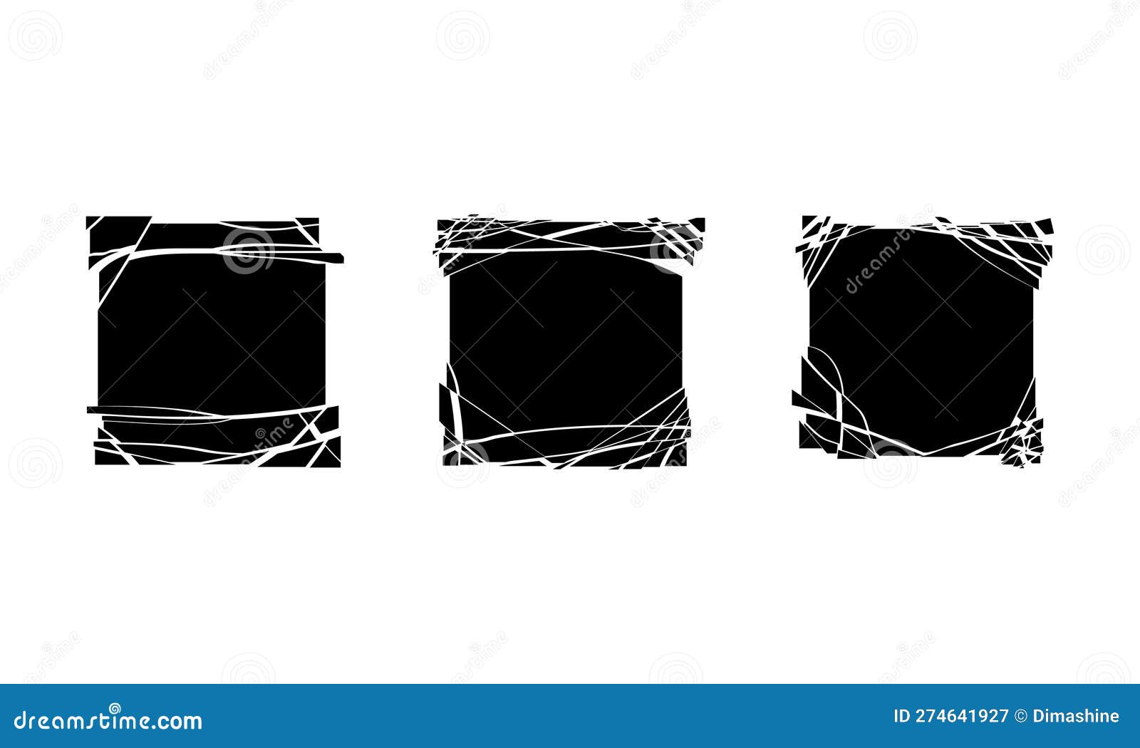 Set Black Square Explode Shapes. Cube Broken, Vector Geometric ...