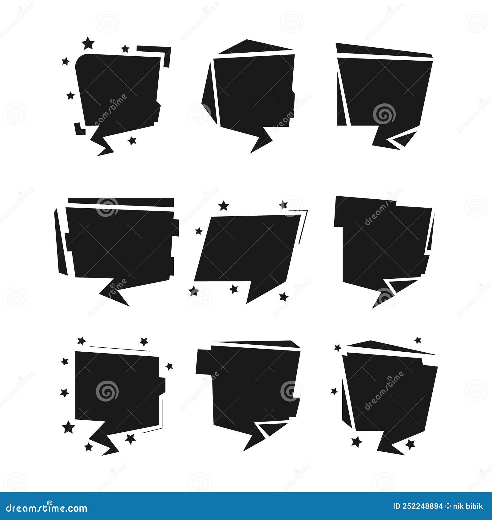 Set of Black Stickers, Vector Illustration Stock Vector - Illustration ...