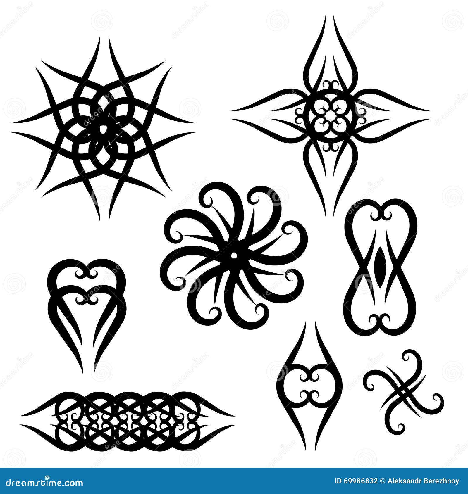 Set Black for Tattoo Designs Stock Vector - Illustration of vector ...